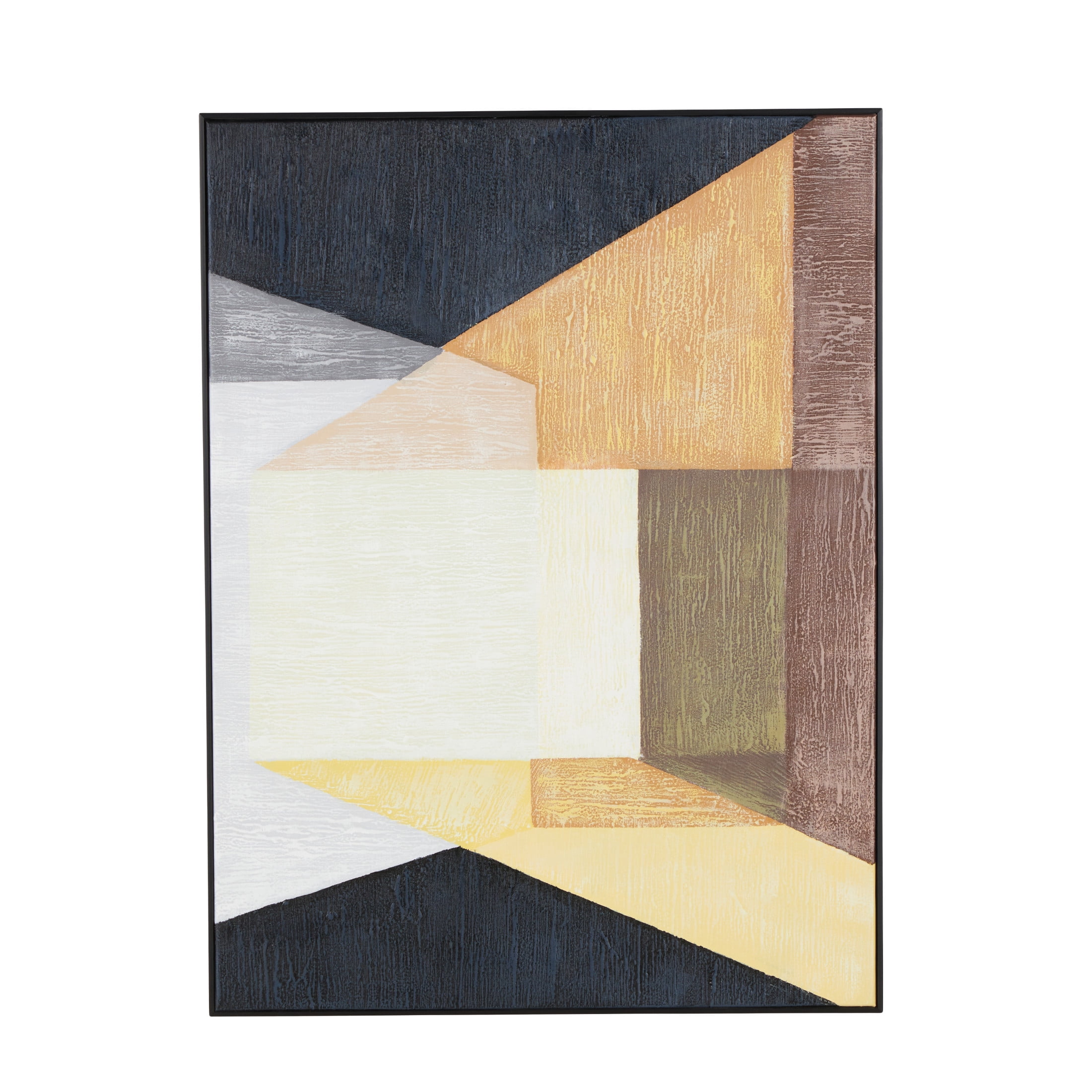 30" x 39" Square Color Block Shape Geometric Framed Wall Art with Black ...
