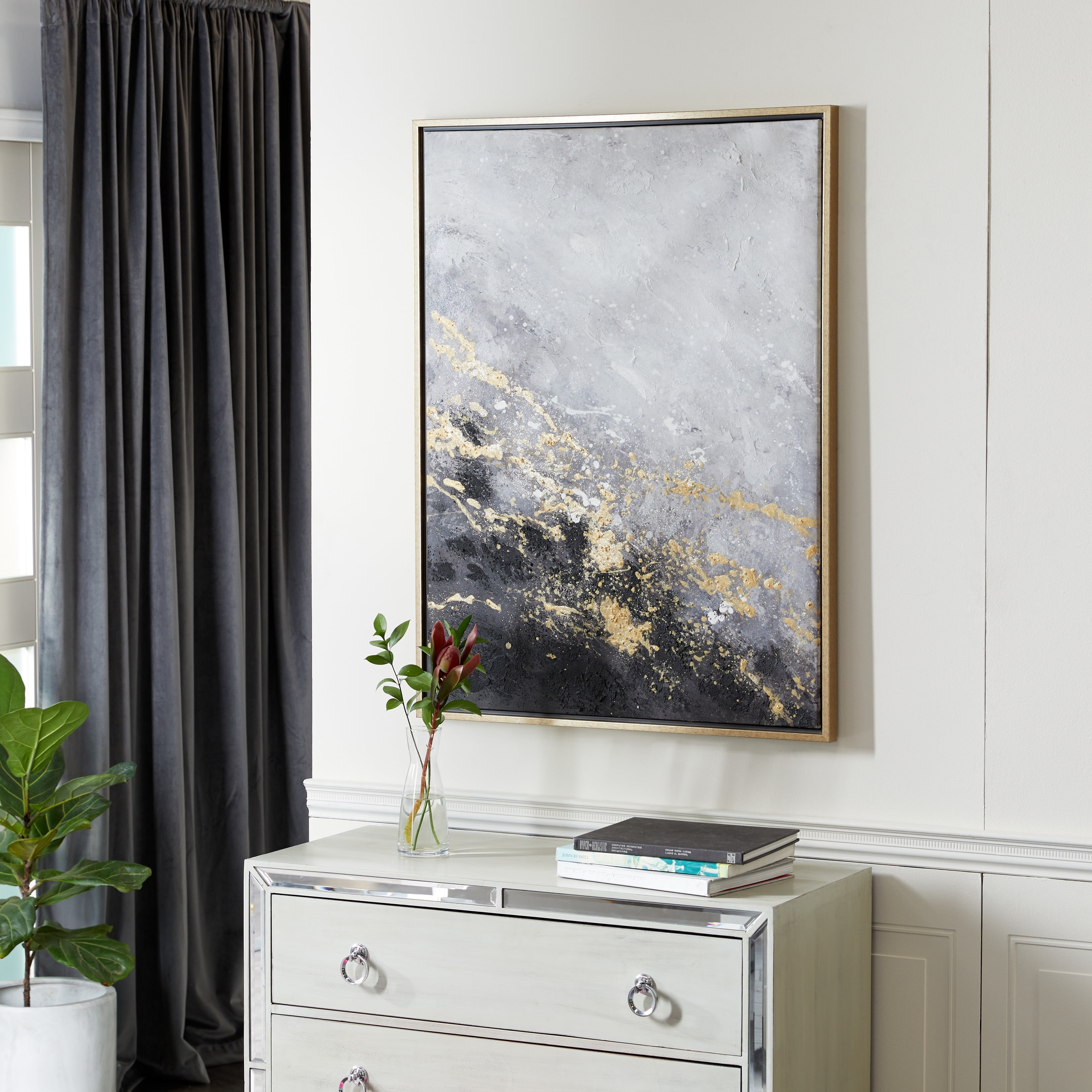 30" x 40" Abstract Geode Framed Wall Art with Gold Foil Accents, by ...