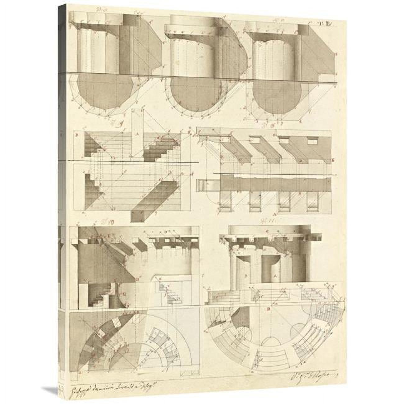 30 x 40 in. Plate 50 for Elements of Civil Architecture, CA. 1818-1850 Art Print - Giuseppe ...