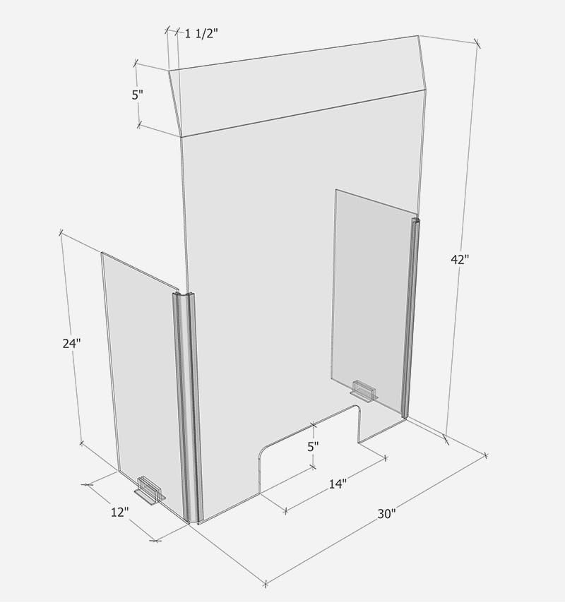 30" x 42" Acrylic Shield Plexiglass Sneeze Guard Barrier w/Angled Top ...