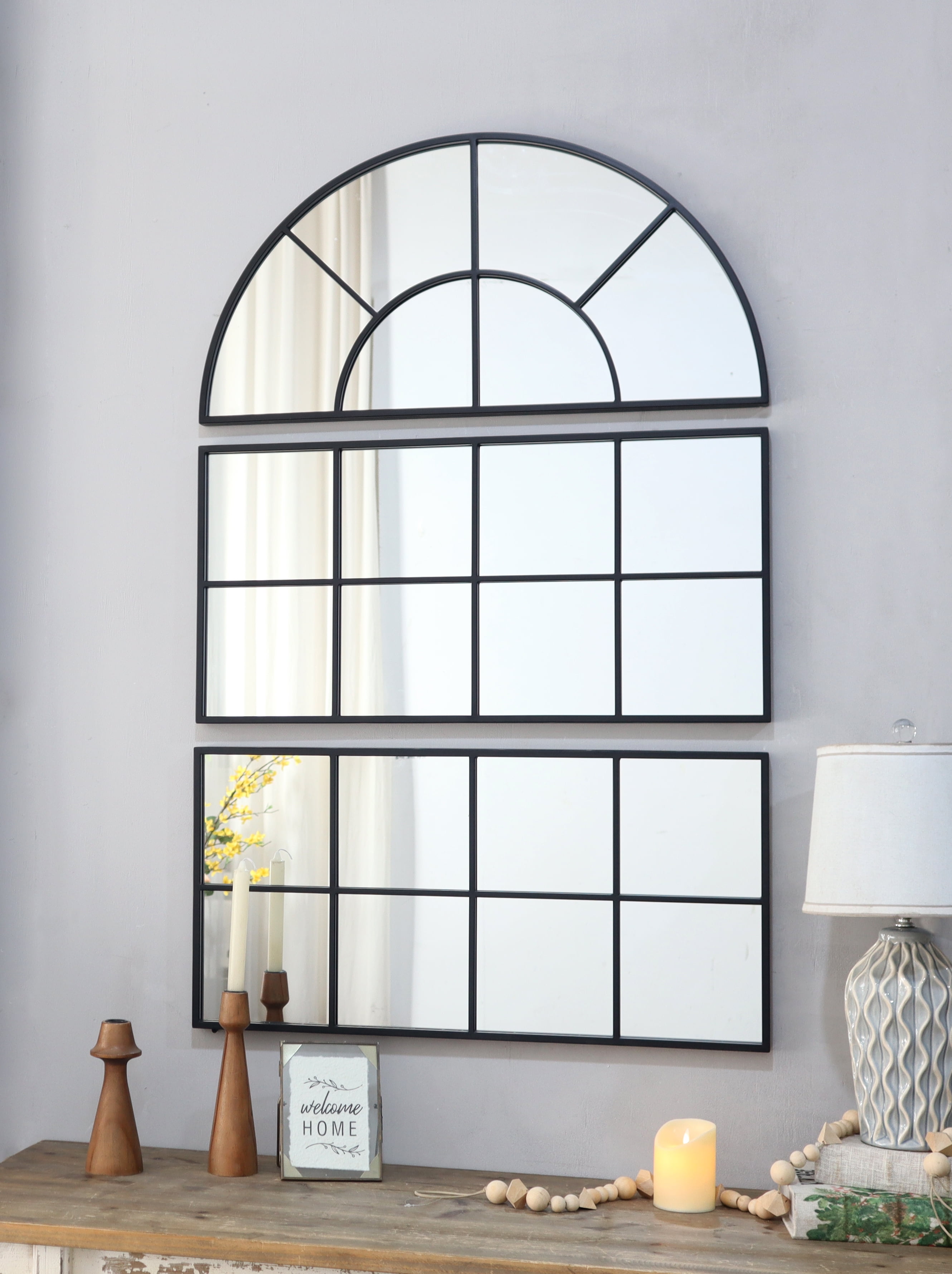 30" x 45" Large Arched Wall Mirror with Three Separate Sections ...