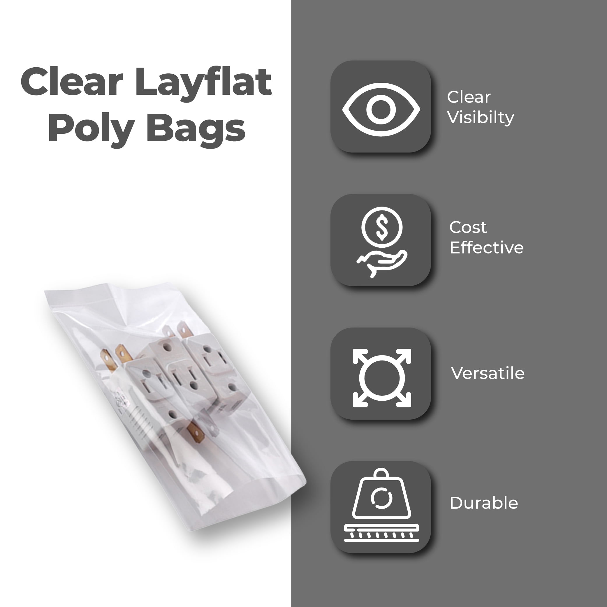 30" x 48" Lay Flat Poly Bags, Open Top, 3 Mil, Clear, 100 Pack (LDPE ...