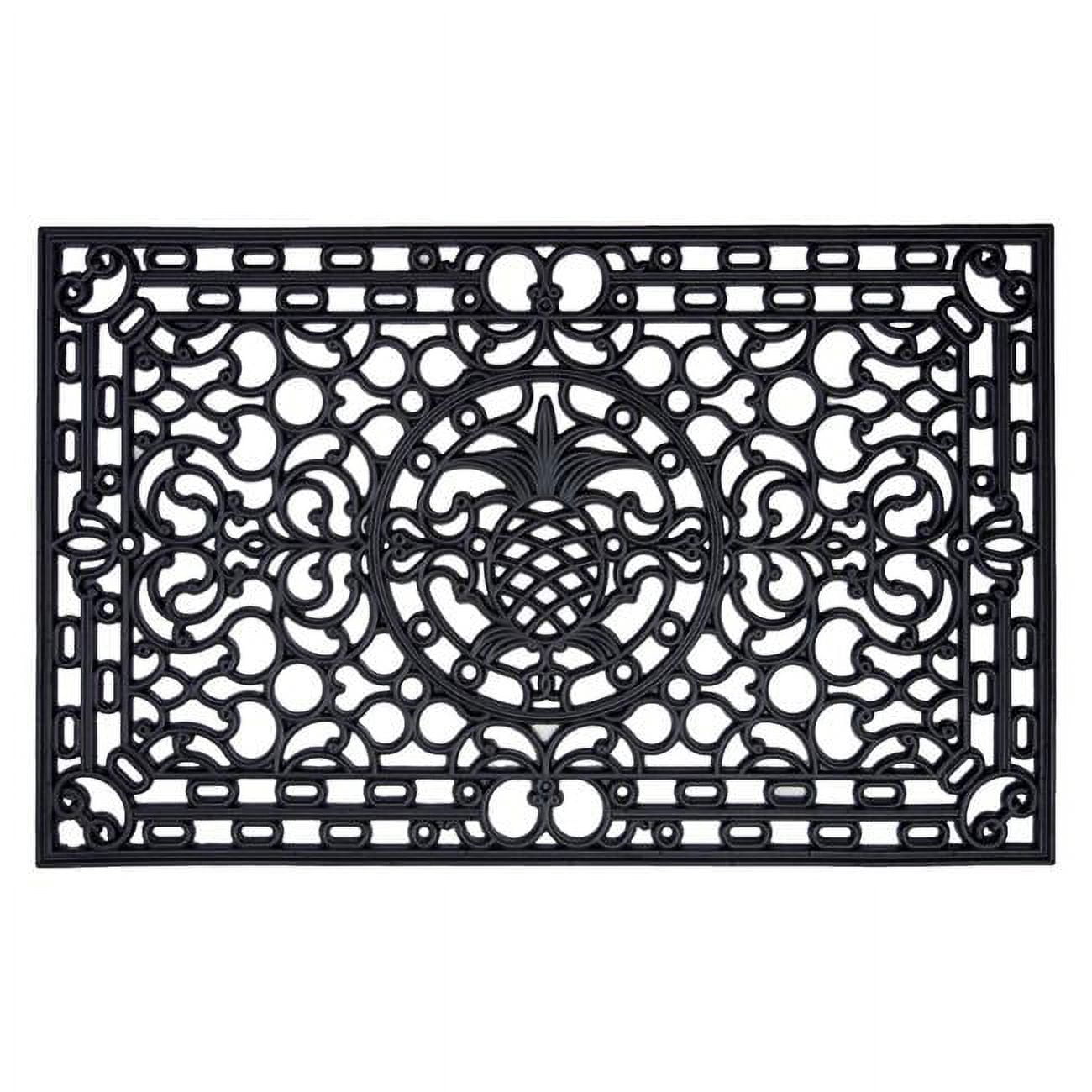 30 x 48 in. Pineapple Heritage Rubber Rectangular Doormat, Black ...
