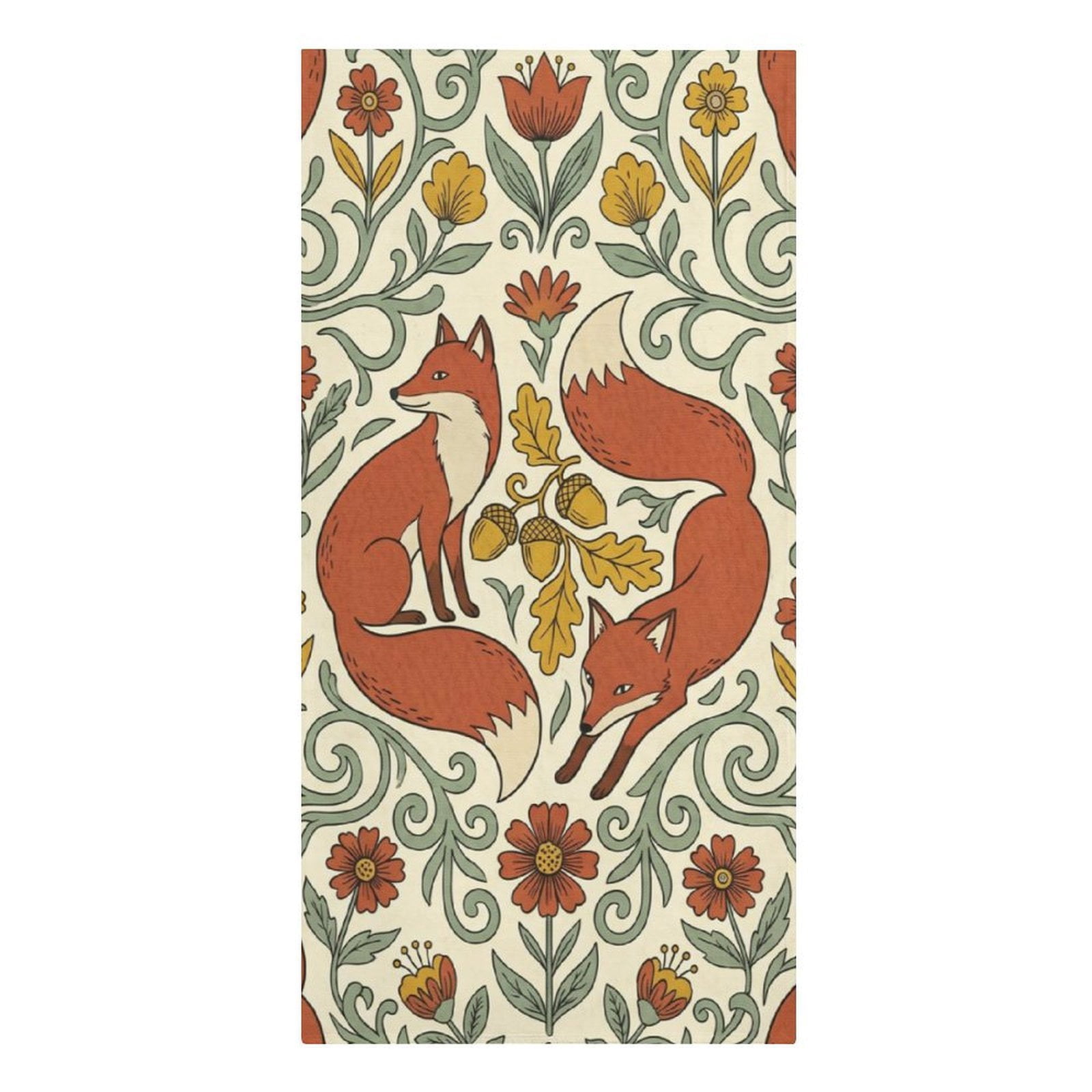 30" x 60" William Morris Folk Art Fox Beach Towel Picnic Blanket Beach ...