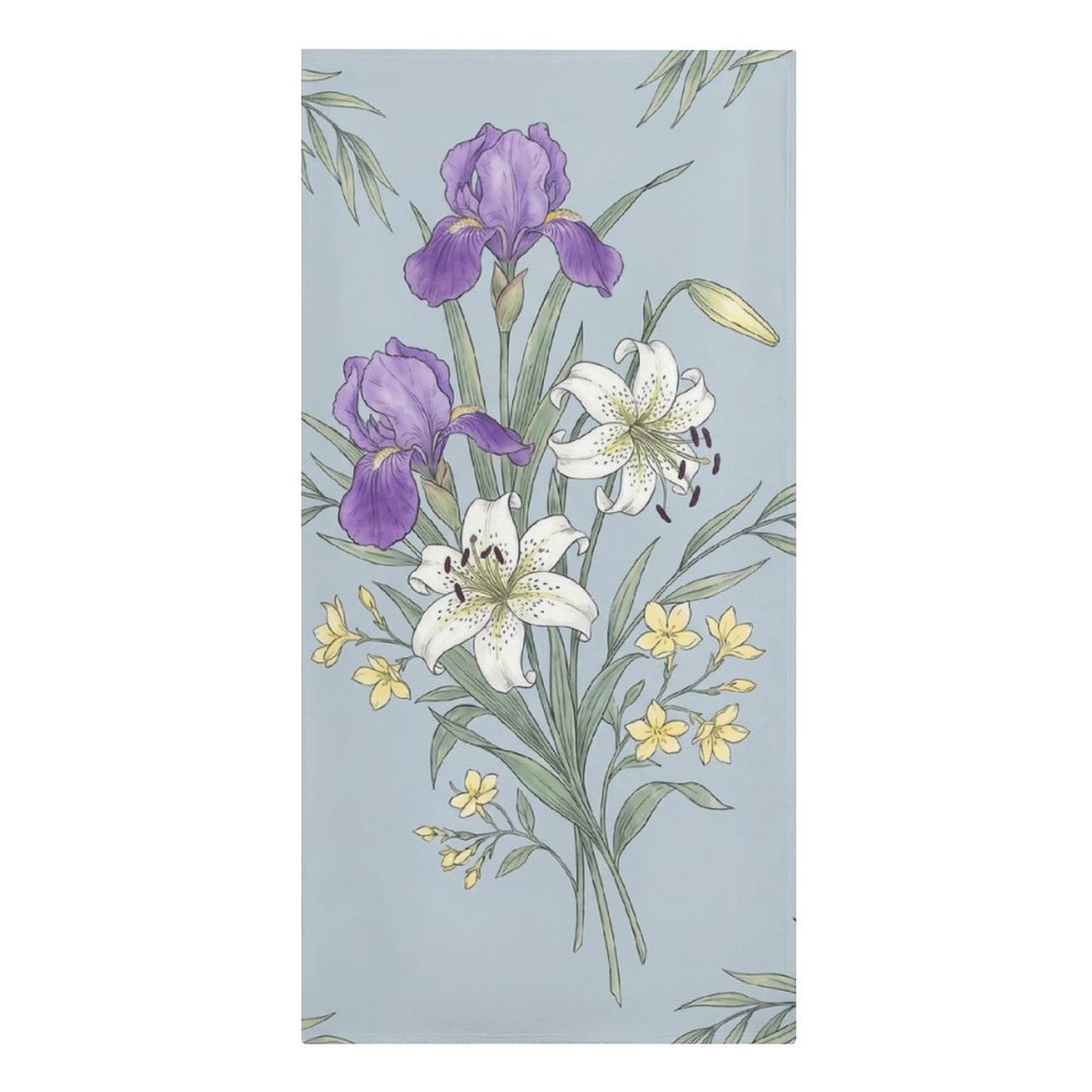 30" x 61" Spring Floral Iris Beach Towel Hiking Blankets for Women ...