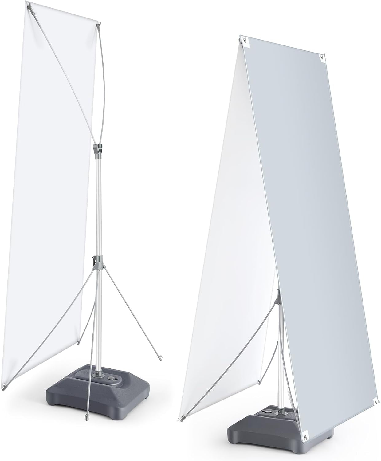 30" x (63-72)" Heavy Duty Double Sided X Banner Stand with Water ...