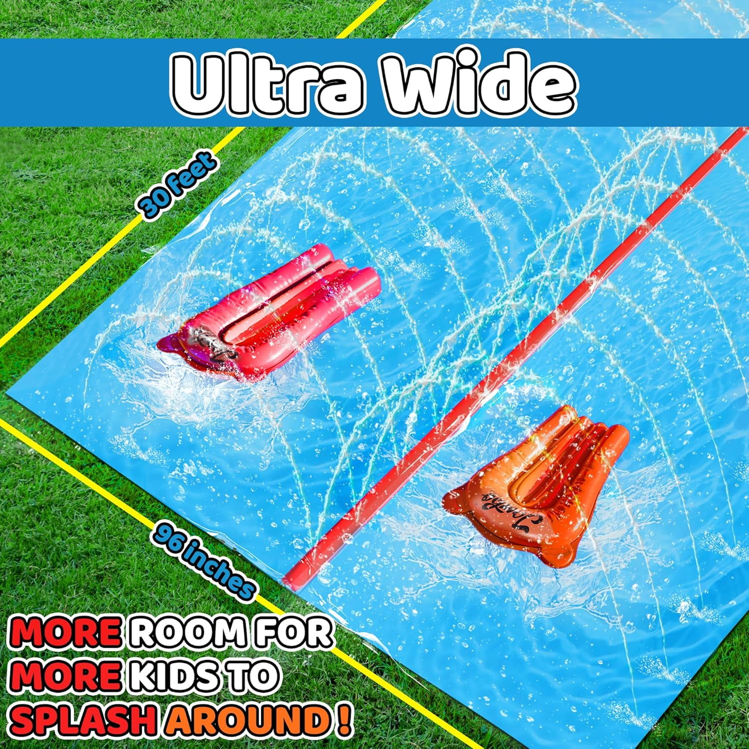 30 x 8 Ft XXL Mega Water Slide and 2 Bodyboard– Extra Long Extra Wide ...