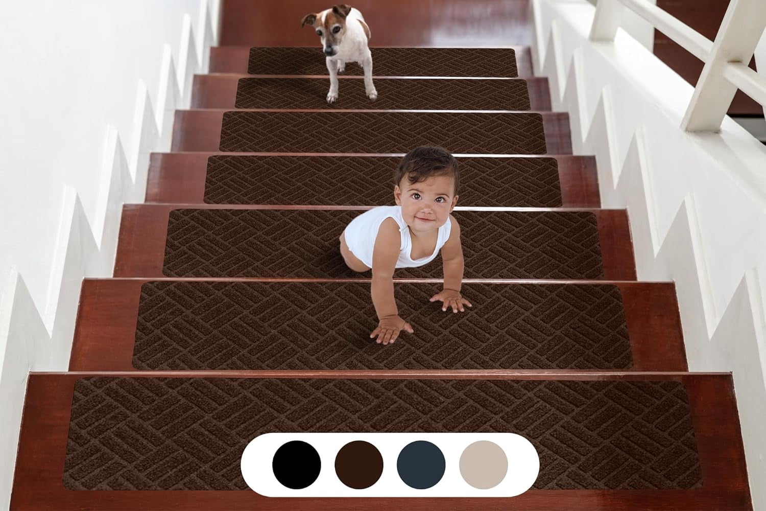 30” x 8” Step Carpet for Stairs Non Slip - 15 PCS Pre Cut Stair Treads ...