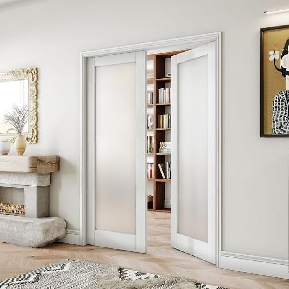 30" x 80" French Interior Door - 1 Lite Tempered Frosted Glass Pantry ...