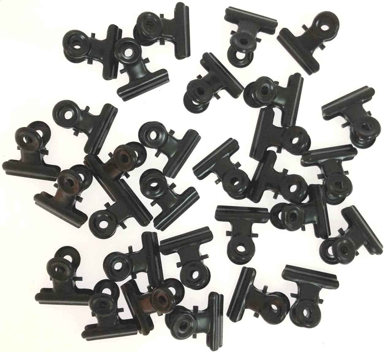 30 x Black Small Bulldog Clips 22mm, Metal Hinge Clip Bulldog Clips for ...