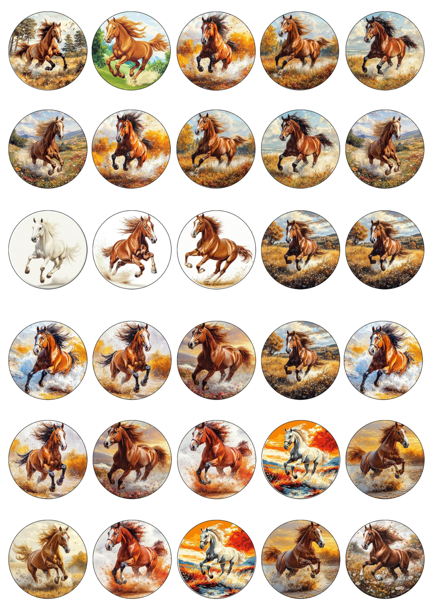 30 x Edible Cupcake Toppers – Horse Themed Collection of Edible Cake ...