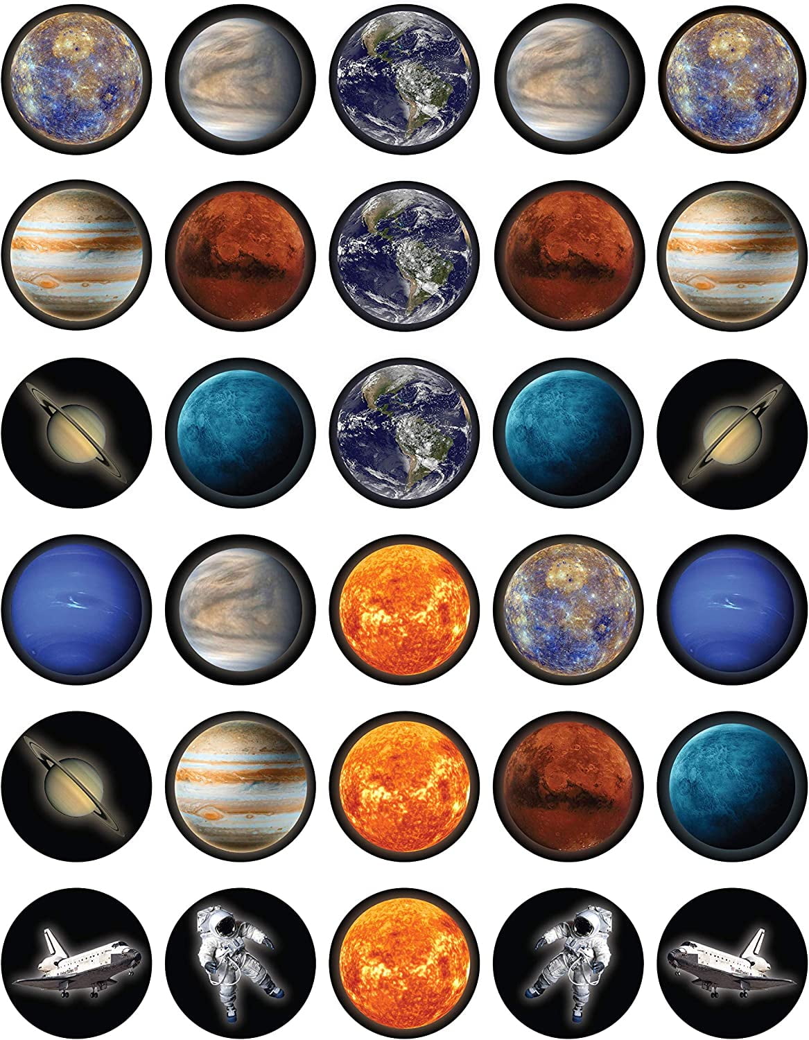 30 x Edible Cupcake Toppers Themed of Planet Collection of Edible Cake ...