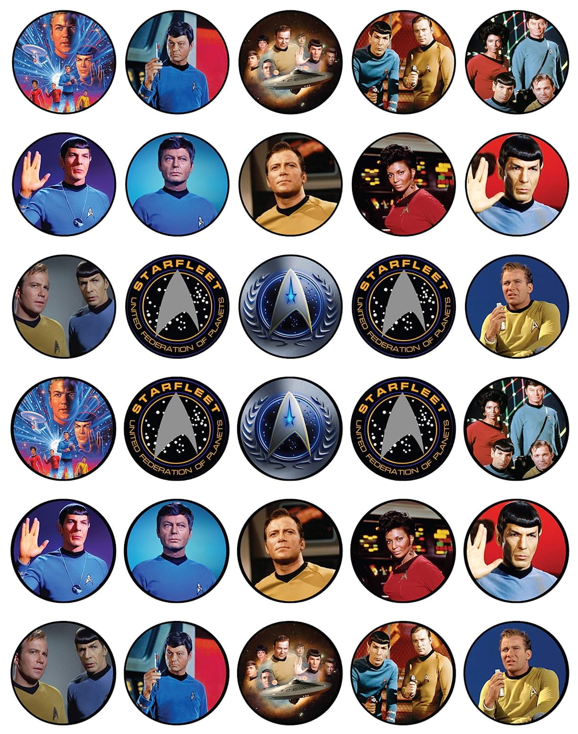 30 x Edible Cupcake Toppers Themed of Star Trek Original Series ...