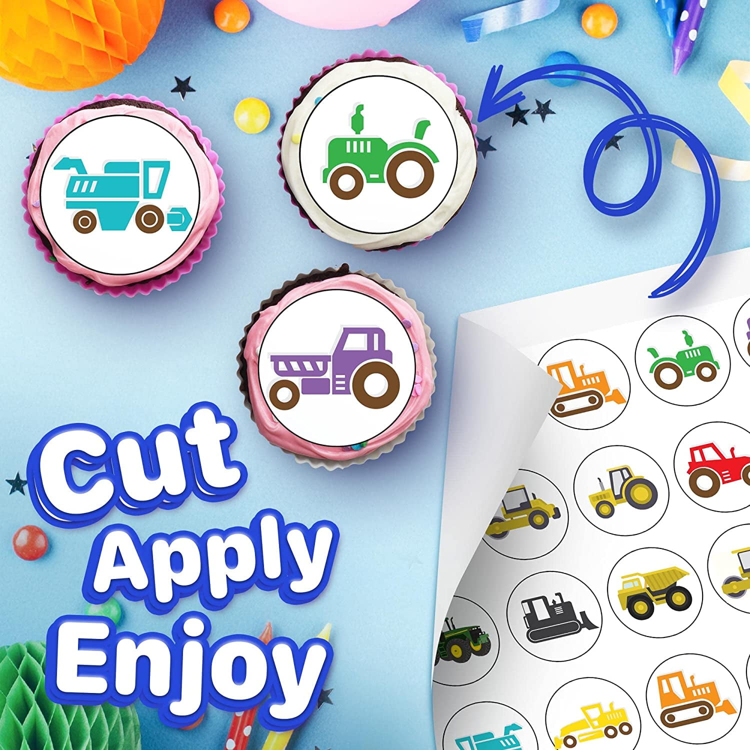 30 x Edible Cupcake Toppers Themed of Tractor Collection of Edible Cake ...