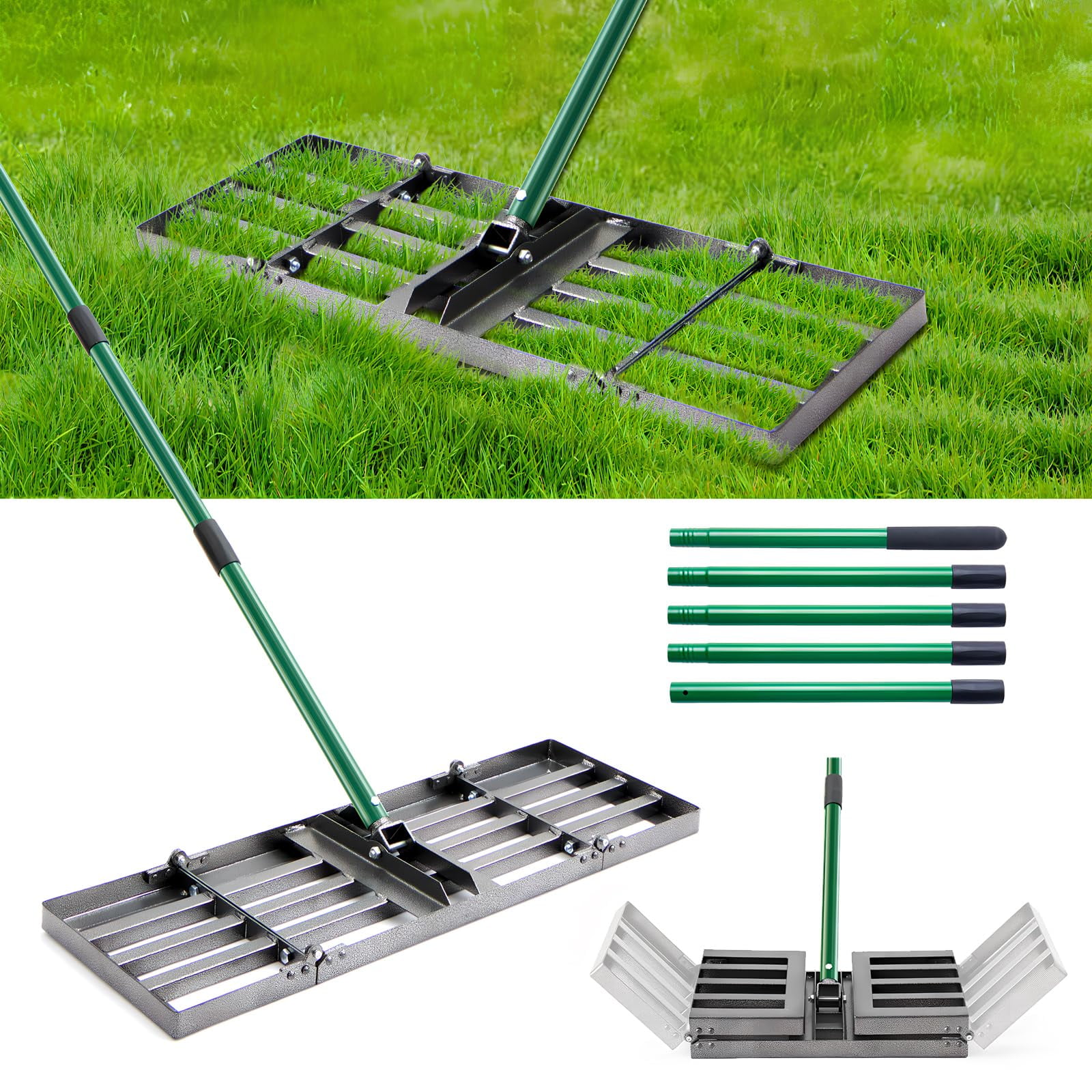 30"x10" Lawn Leveling Rake, SSF20 Heavy Duty Lawn with 33"-77 ...