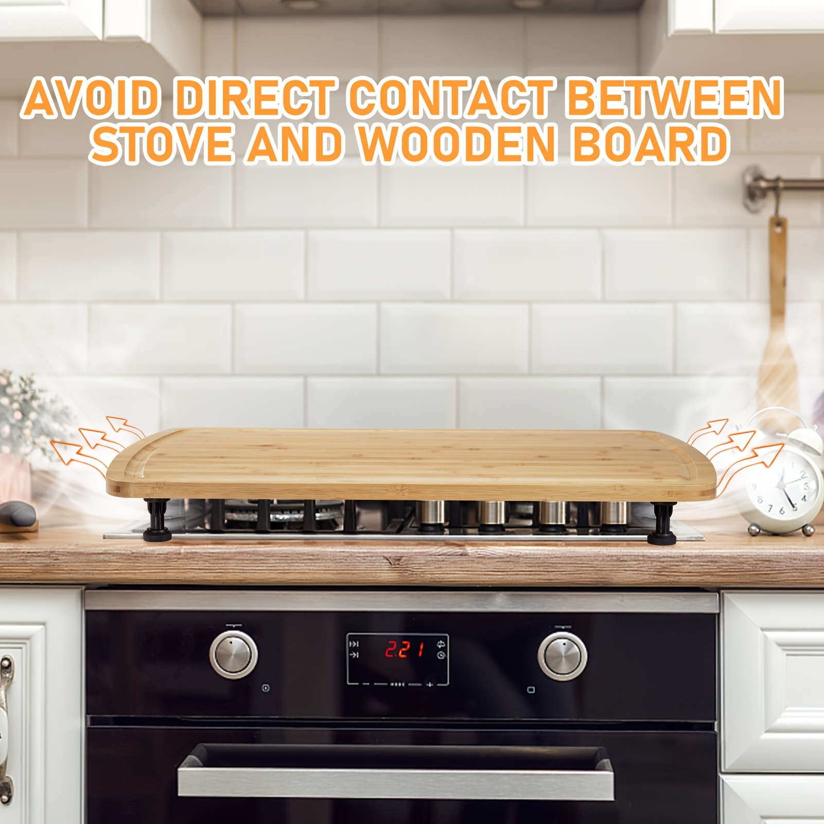 30"x20" Bamboo Noodle Board Stove Cover with Removable Legs ...