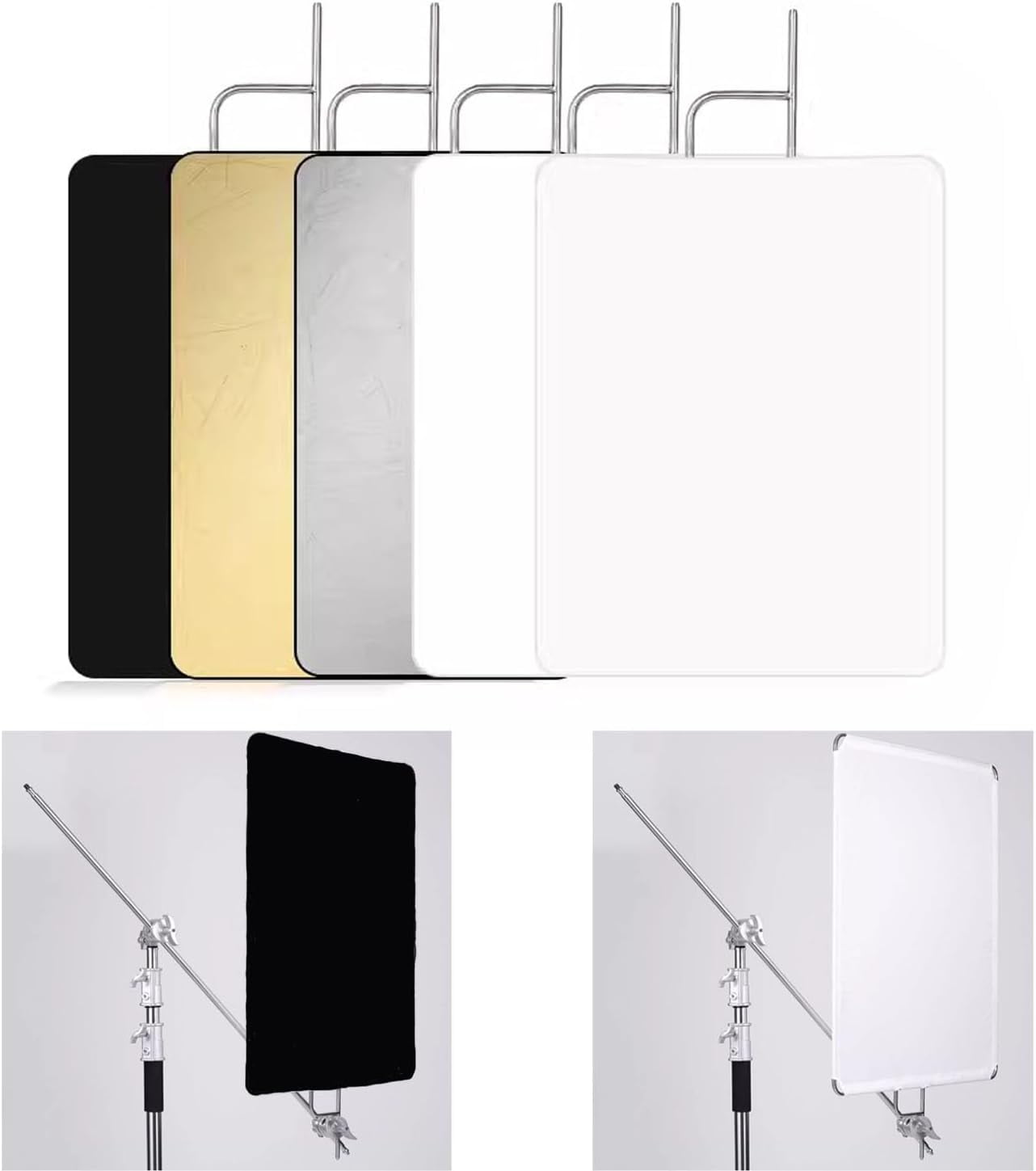 30"x36"/75x90cm Light Reflector Flag Panel Kit, 5-in-1 Diffusion Scrim ...