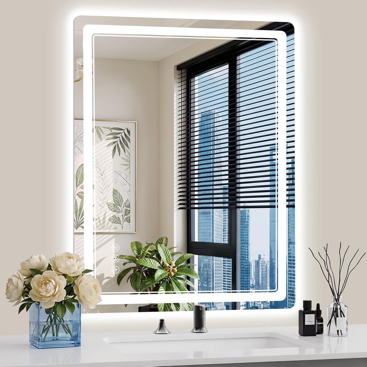30"x36" LED Bathroom Mirror with Lights, Backlit + Front Lit, Anti-Fog ...