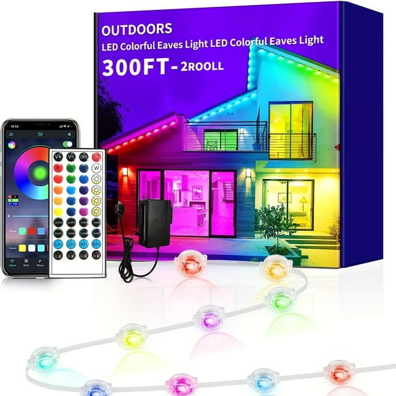 300/150/200/500Ft RGB Permanent Outdoor Eave Lights - IP67 Waterproof ...