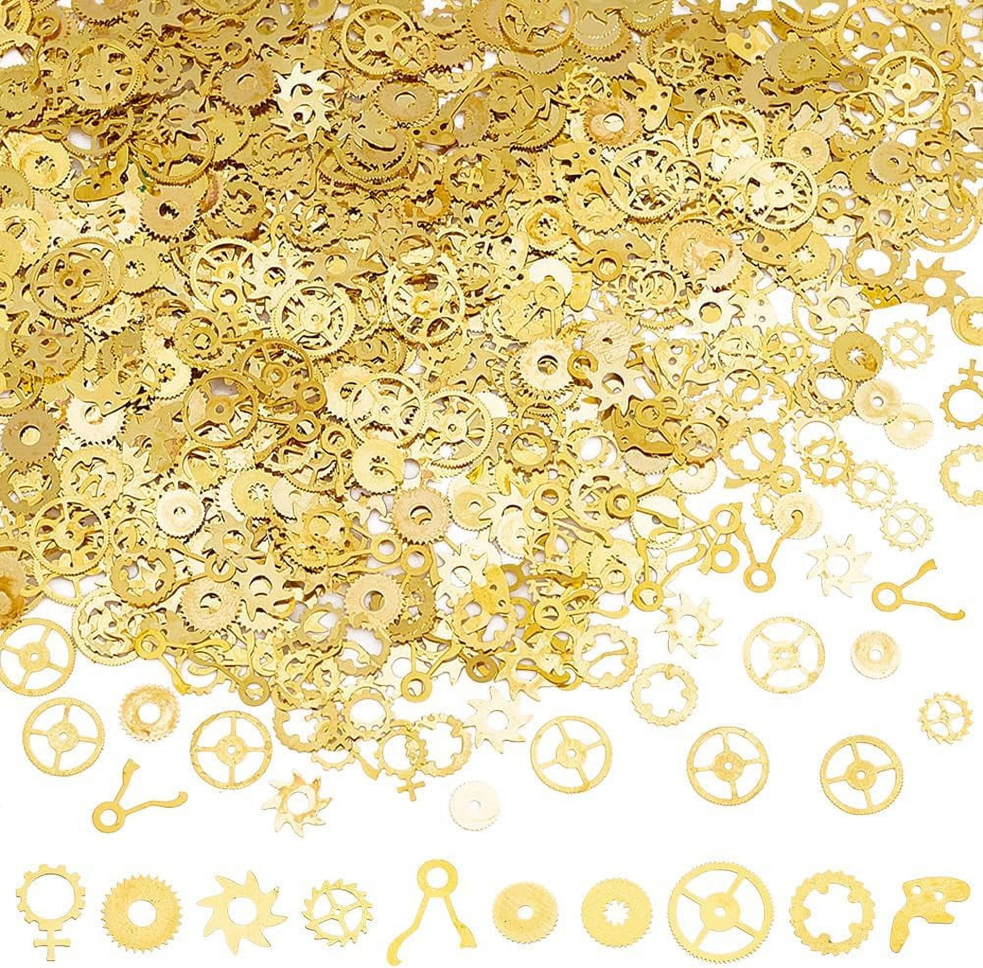 300~400Pcs 10 Styles Brass Gears Resin Fillers Golden Small Gears ...