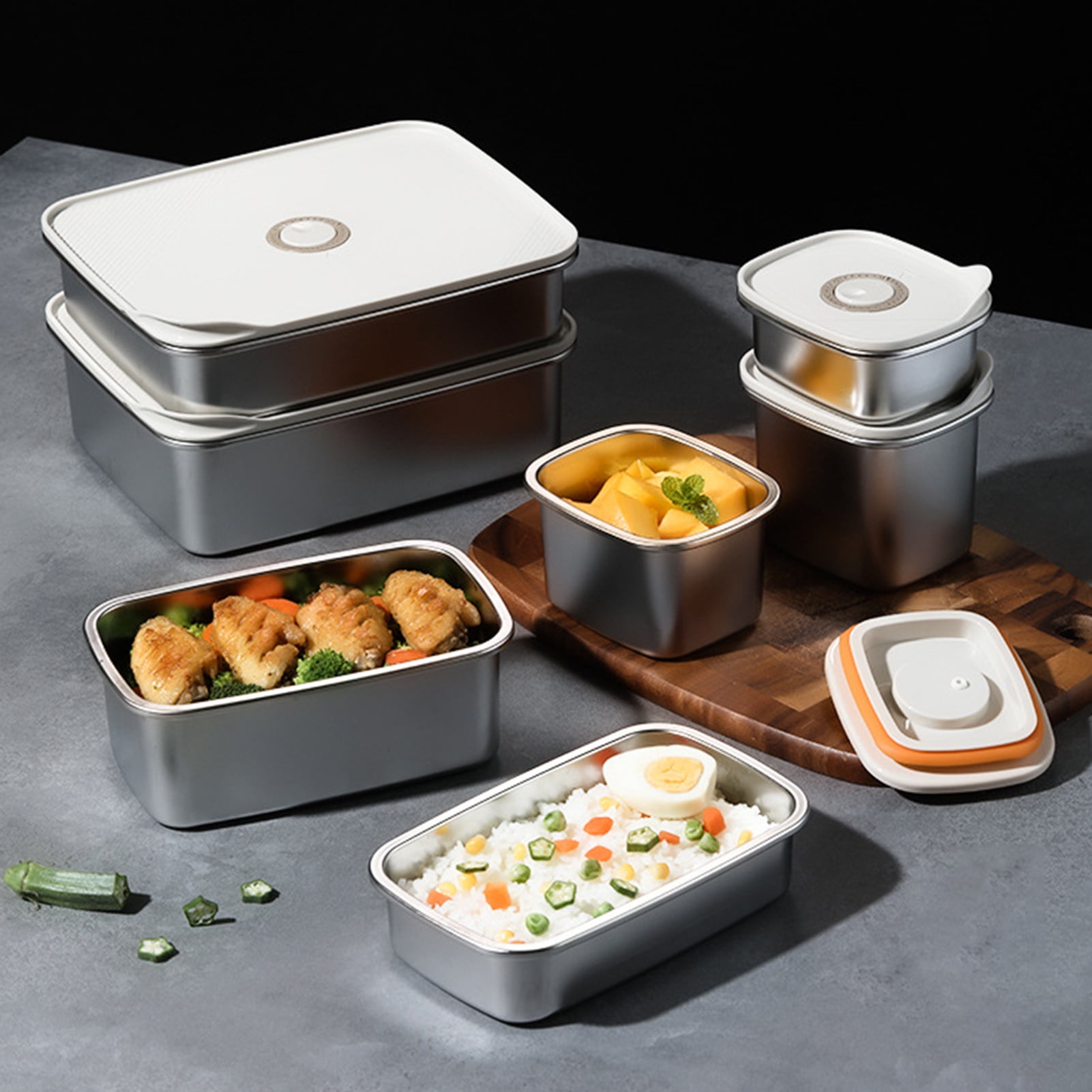 300/500/600/700/1100ML Food Container with Lid Time Dial Thickened ...