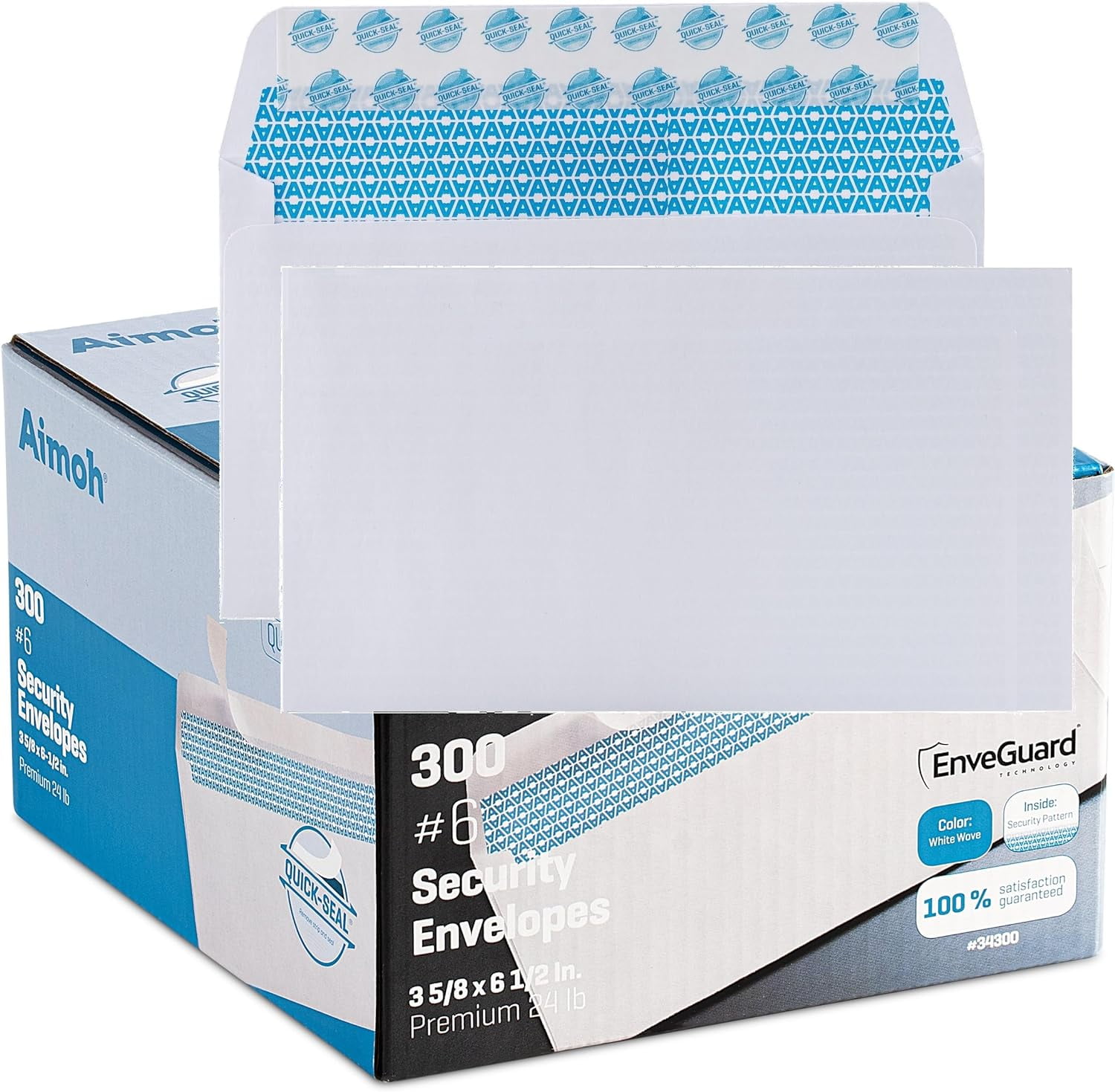 300#6 3/4 Security Tinted Self-Seal Envelopes - No Window, EnveGuard ...