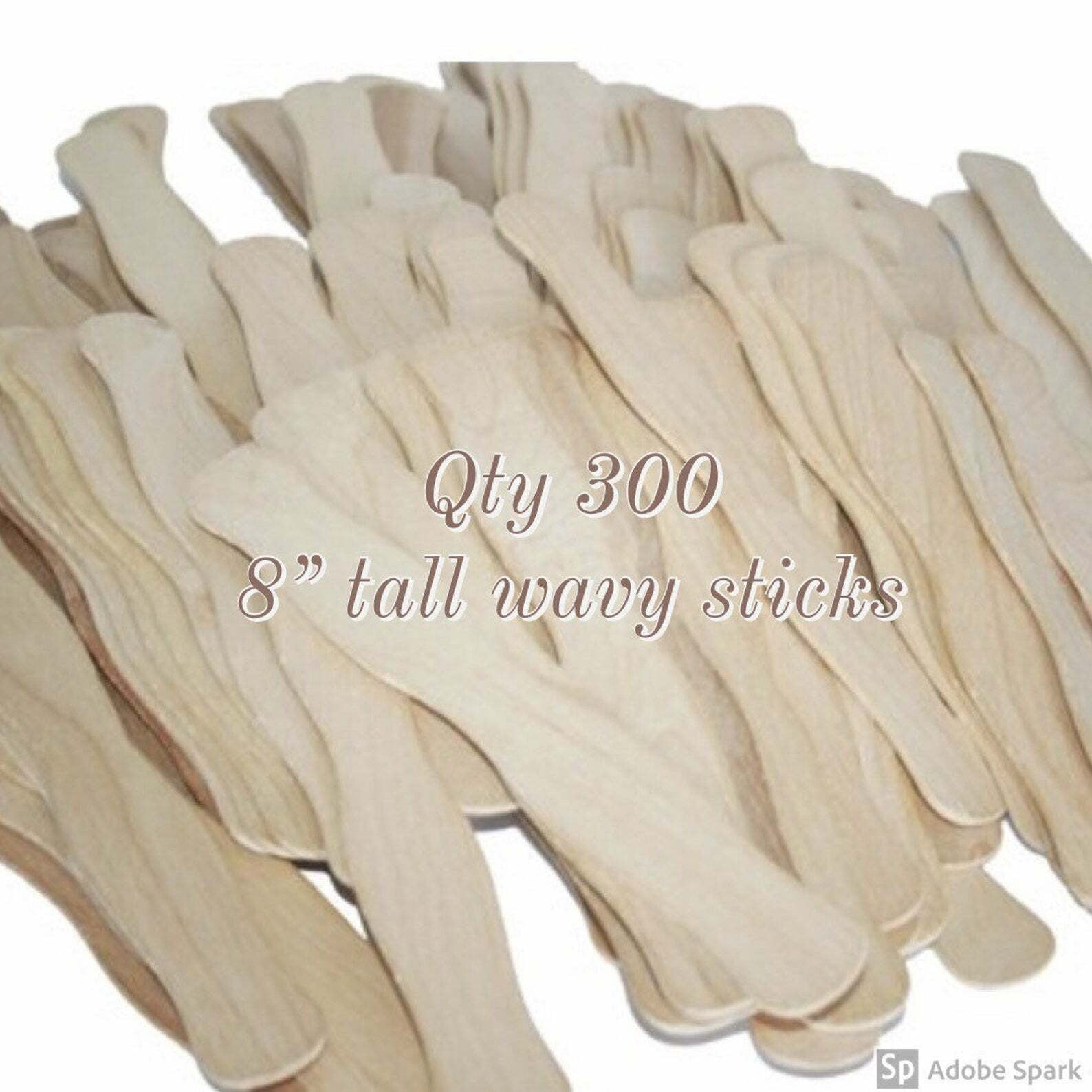 300- 8" Wavy Fan Sticks Paddle Fan Stick Wooden Fan Handle Wedding Fan ...