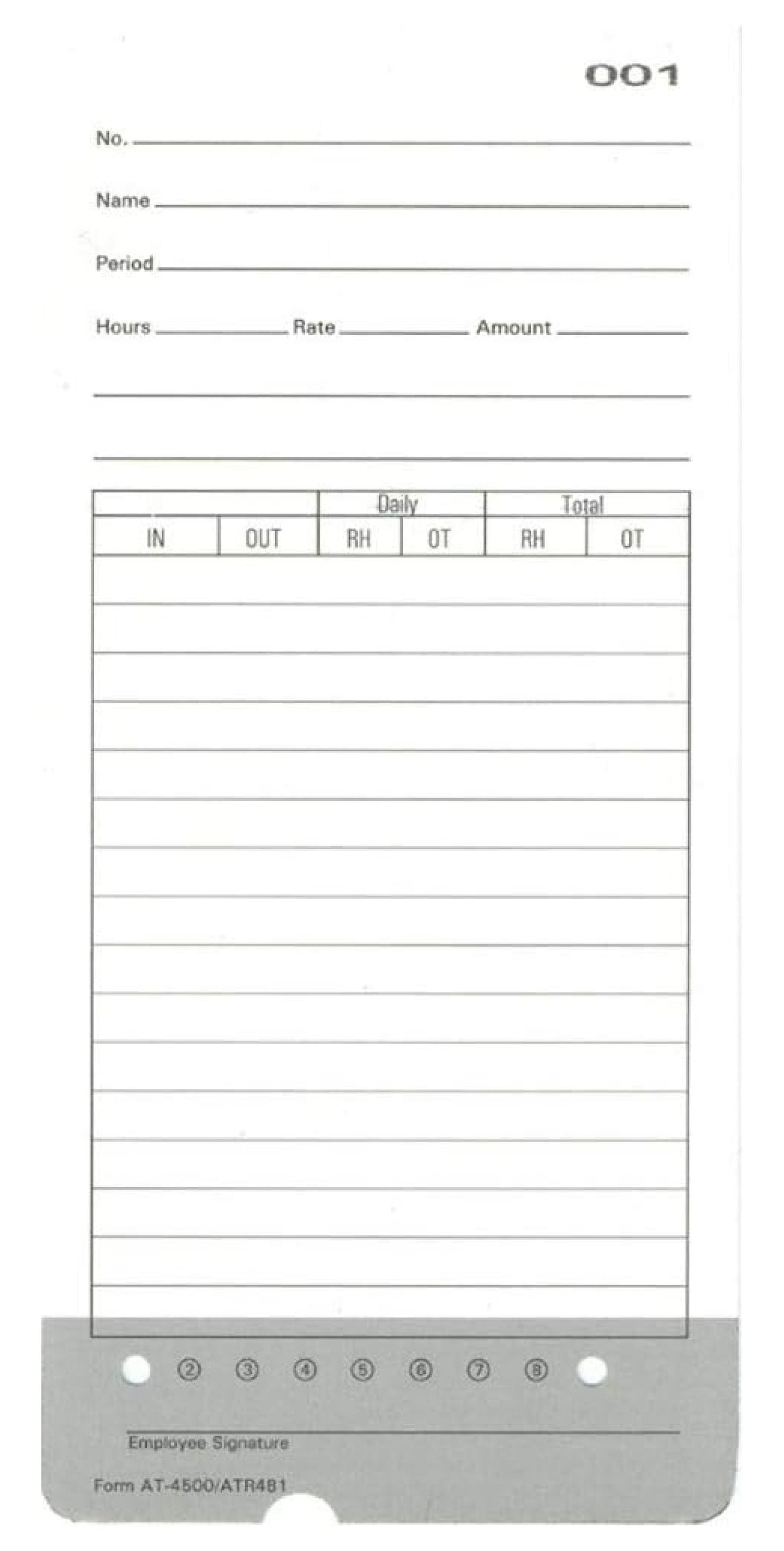 (300) Allied AT-4500 Time Cards Also for Acroprint ATR480 ATR481 ...