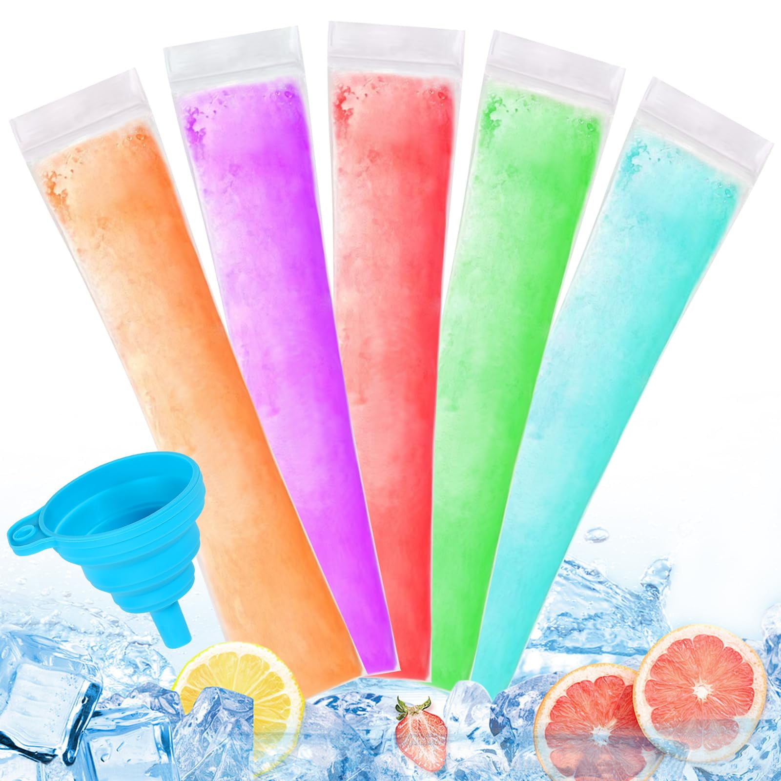 300 BPA Free Disposable Ice Pop Mold Bags with Funnel, Leakproof ...
