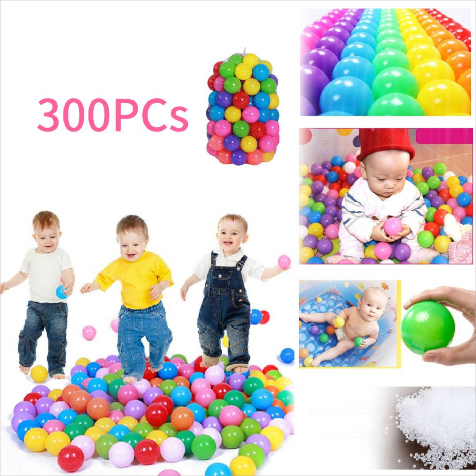 300 Ball Pit Balls Crush Proof Plastic Ball Children's Toy Bals Macaron ...