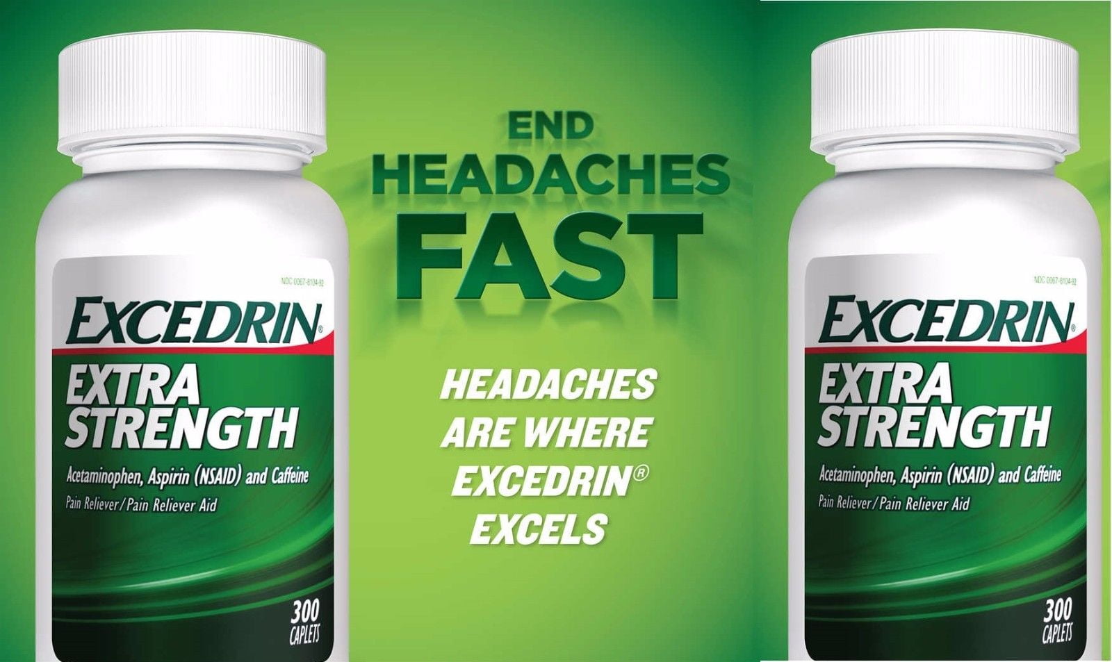 300 Caplets Excedrin Extra Strength Headache Pain Reliever ...
