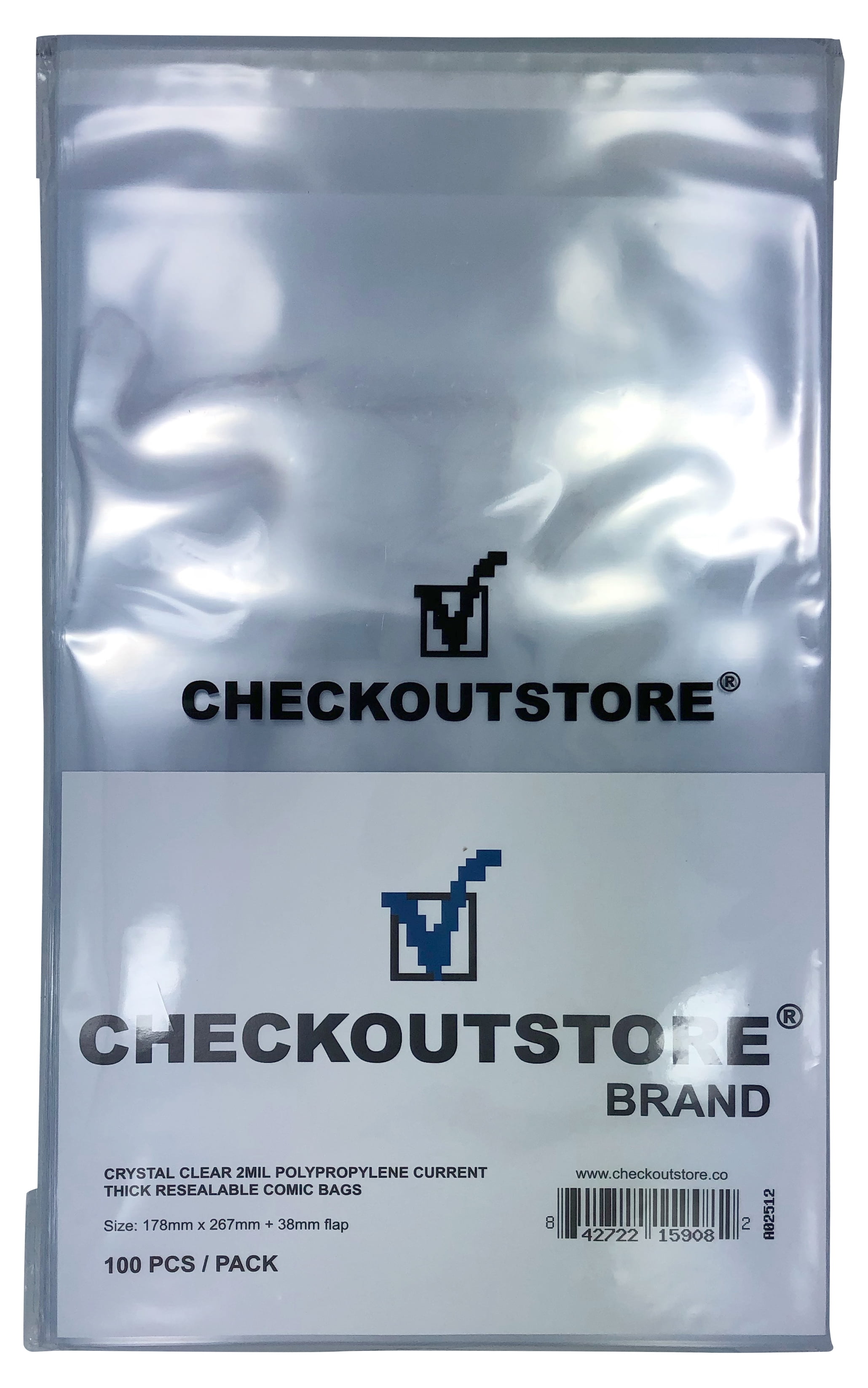 (300) CheckOutStore Crystal Clear Current Comic Book Bags (Resealable ...