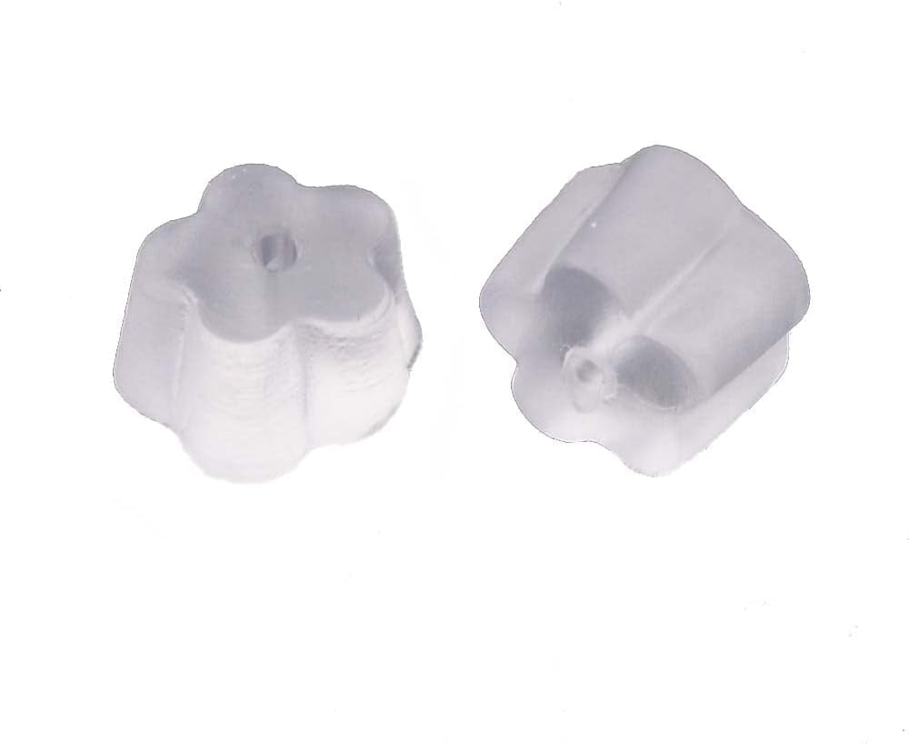300 Clear Flower Shaped Soft Plastic Safety Sleeve Earring Backings for ...