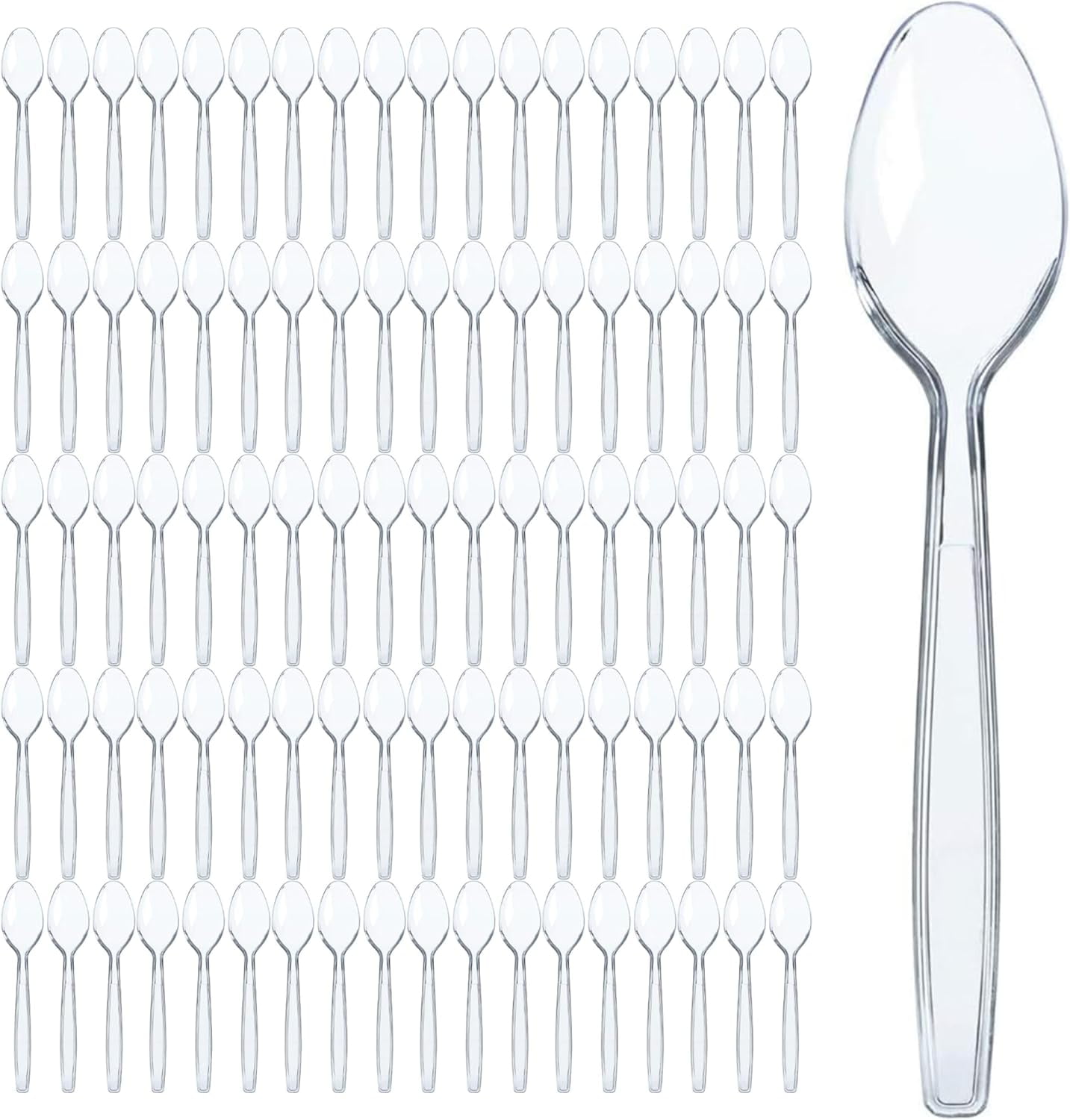 300 Clear Plastic Spoons Bulk - Durable Disposable Plastic Silverware ...