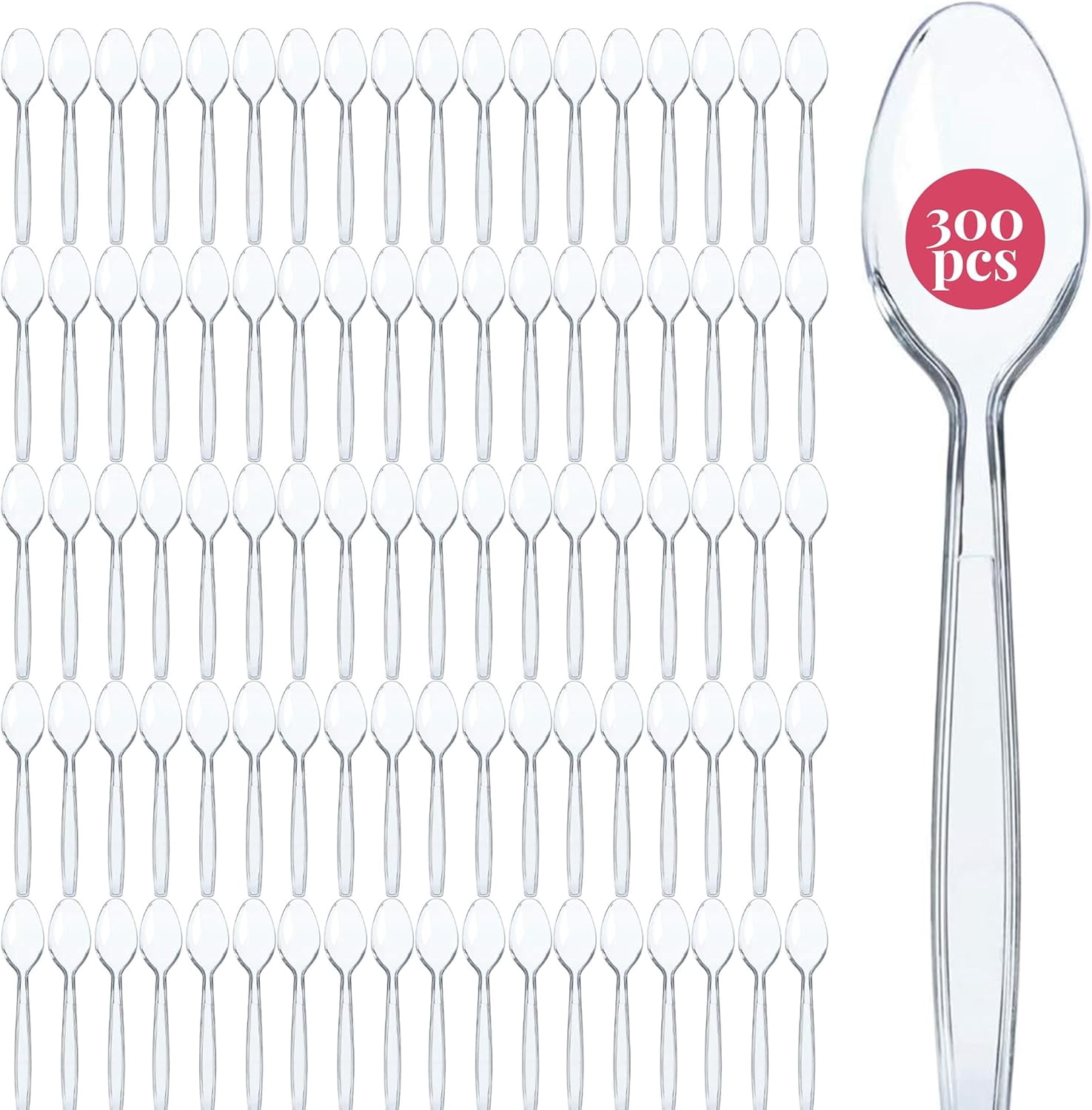 300 Clear Plastic Spoons Bulk - Plastic Silverware Spoons - Plastic ...
