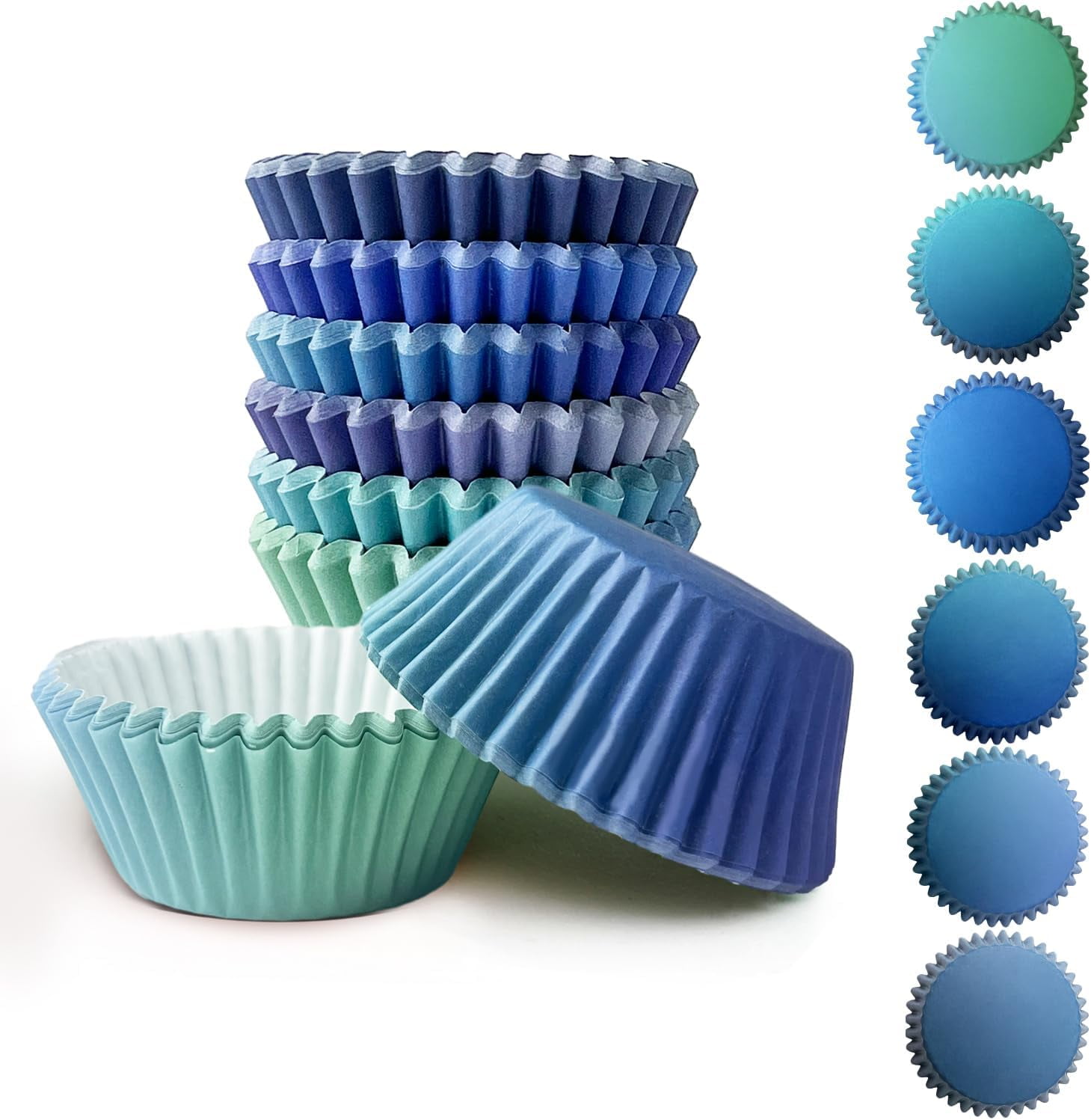 300-Count 6 Blue Gradient Cupcake Liners: Food Grade Baking Cups for ...