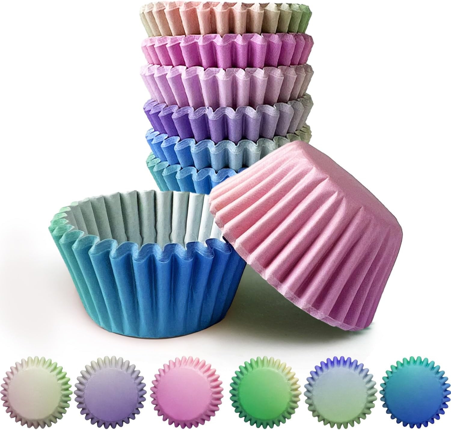 300-Count 6 Gradient Purple Blue Colors Cupcake Liners: Food Grade ...