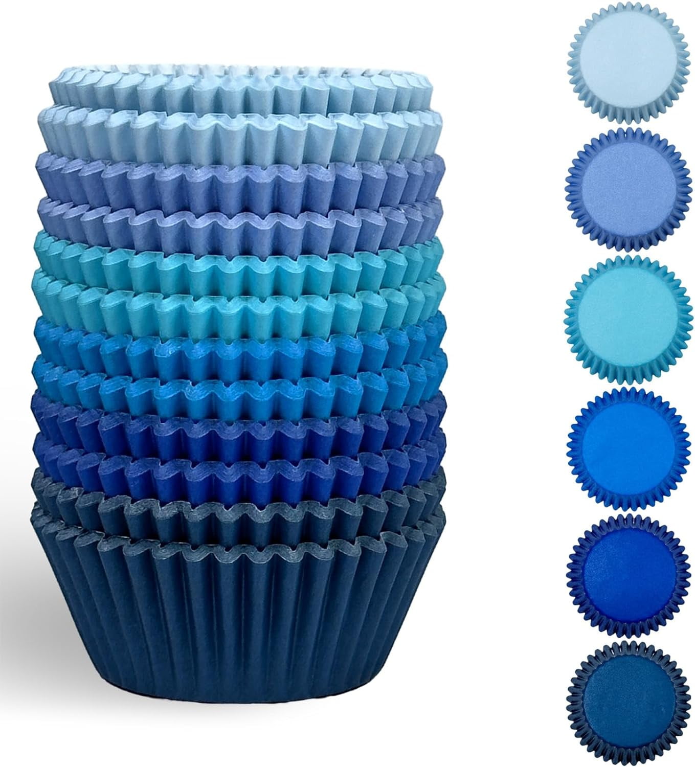 Bakepacker 300-Count Cupcake Liners, Solid Blue Colors, Food Grade ...