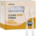 [300 Count] Clear Heavy Duty Plastic Forks, Disposable Plastic Forks ...