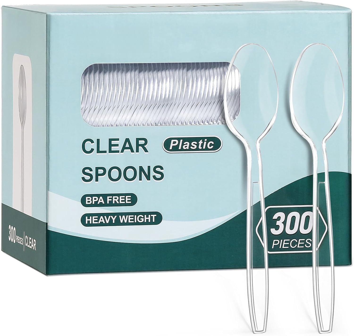 [300 Count] Clear Heavy Duty Plastic Spoons, Disposable Silverware ...
