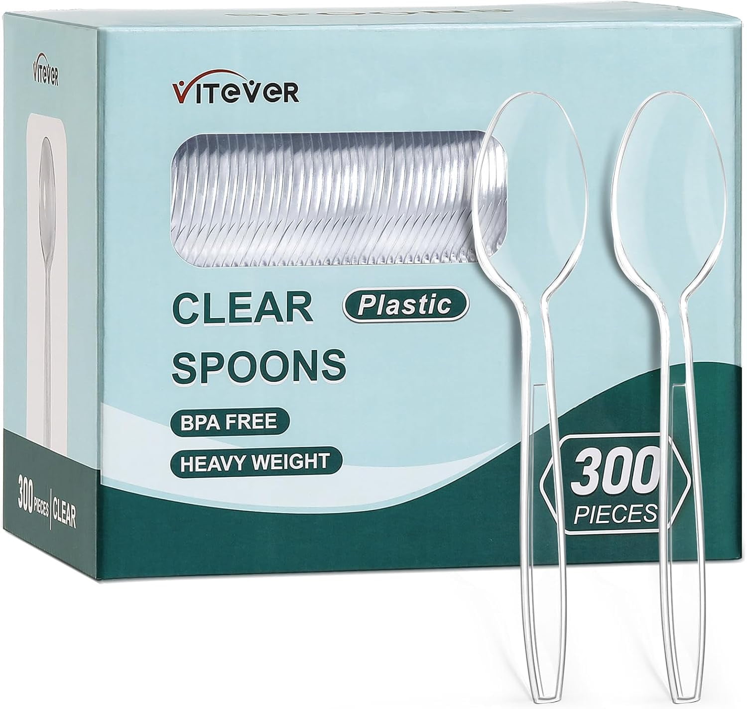 [300 Count] Clear Heavy Duty Plastic Spoons, Disposable Silverware ...