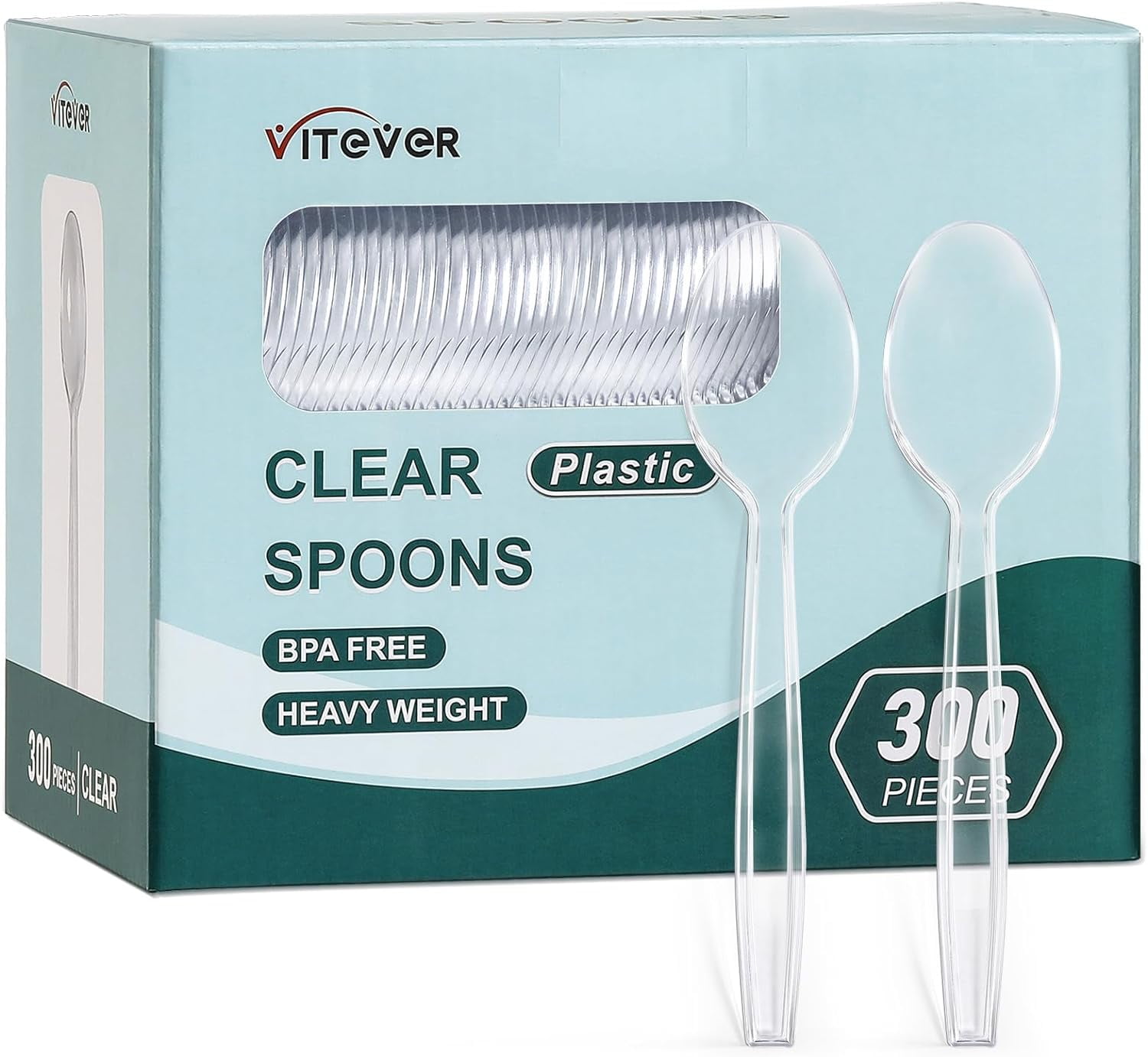 [300 Count] Clear Heavy Duty Plastic Spoons, Heavyweight Disposable ...