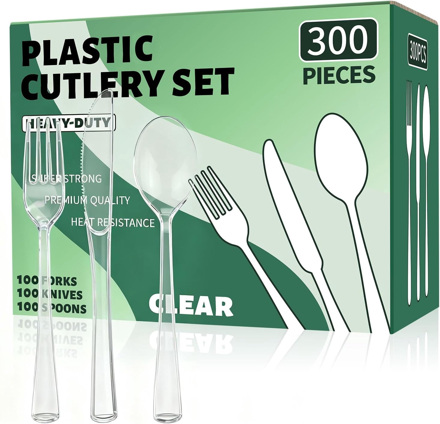 300 Count Clear Plastic Cutlery Sets Disposable, Includes 100 Knives ...