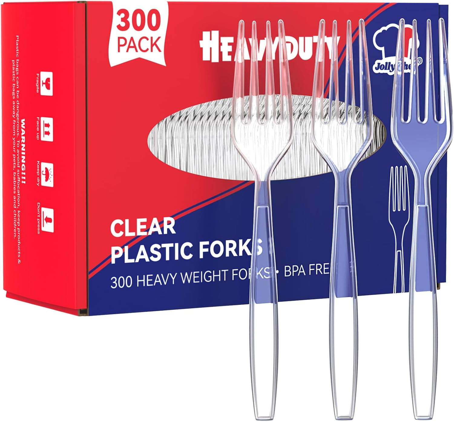 300 Count Clear Plastic Forks Heavy Duty, 7.1" Heat Resistant Solid and ...