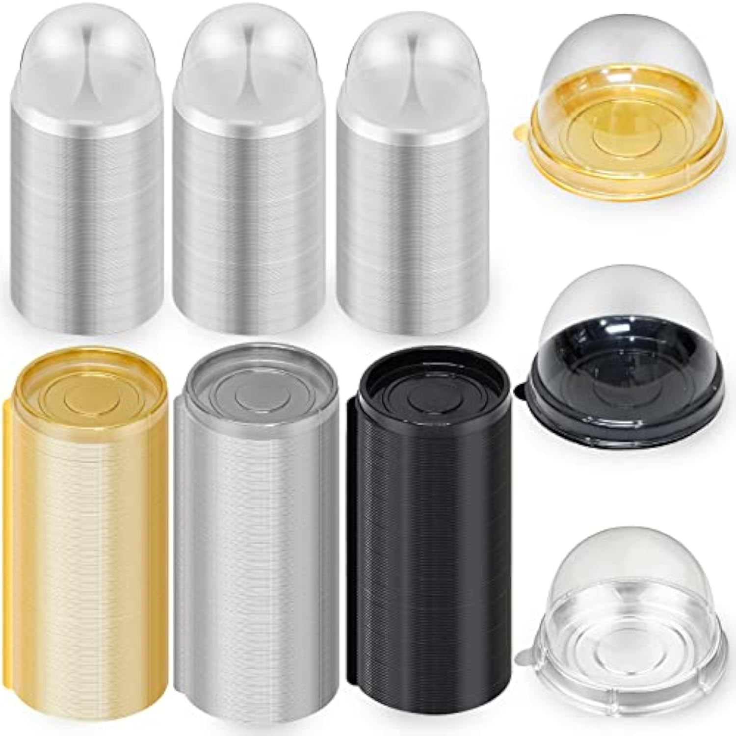 300 Count Disposable Mini Cupcake Boxes with Dome Lids - Shatterproof ...