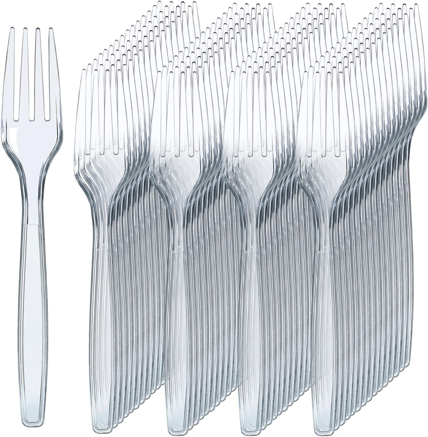 300 Count Disposable Plastic Forks - Heavy Duty Silverware Bulk Set ...
