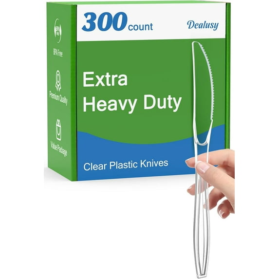 300 Count Extra Heavy Duty Clear Plastic Knives Disposable, BPA-Free ...