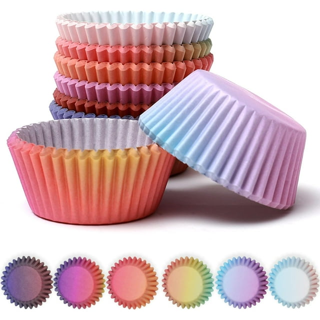 300-Count Gradient Cupcake Liners: Food Grade Baking Cups for Cupcake ...