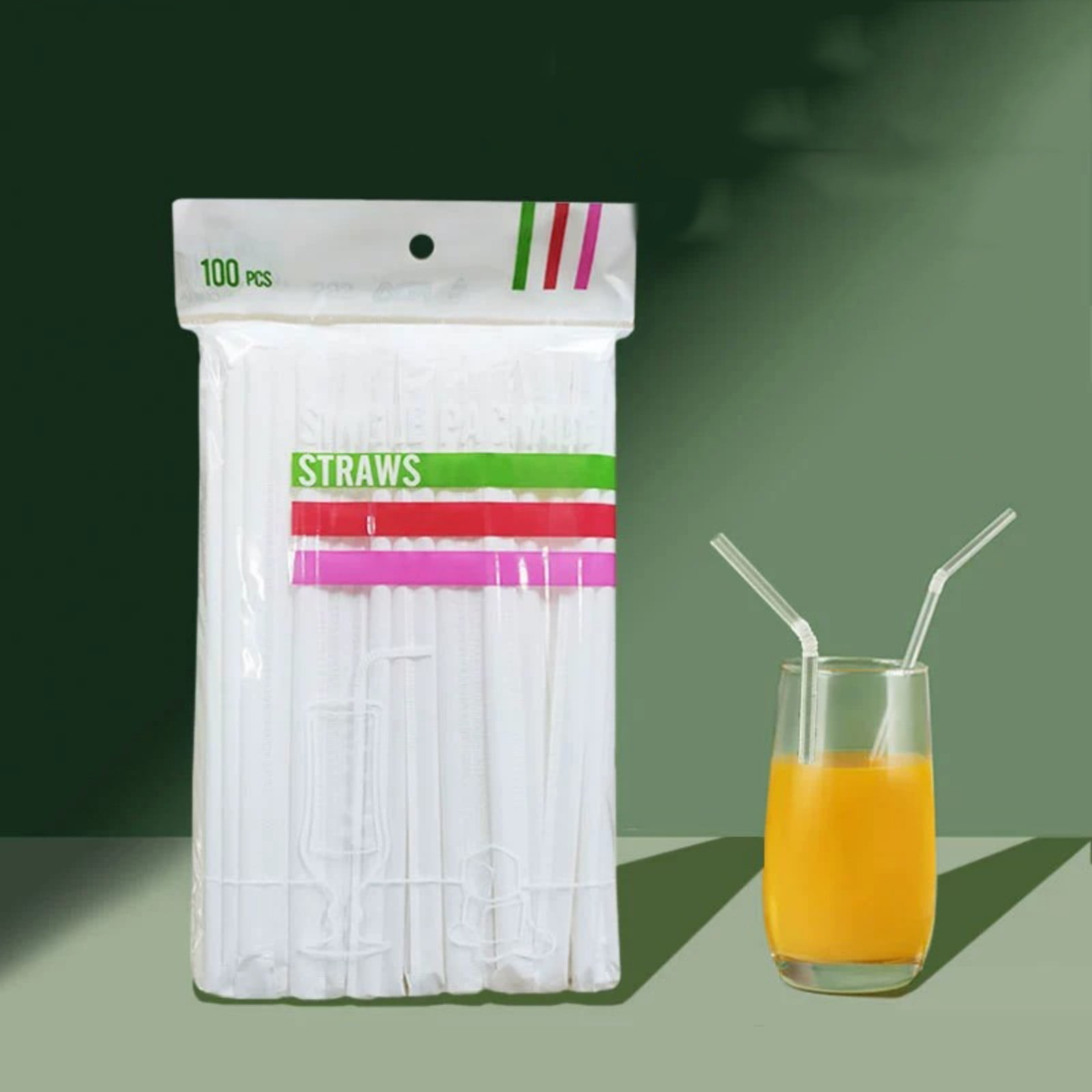 300-Count Individually Wrapped Disposable Bent Straws – Food-Grade ...