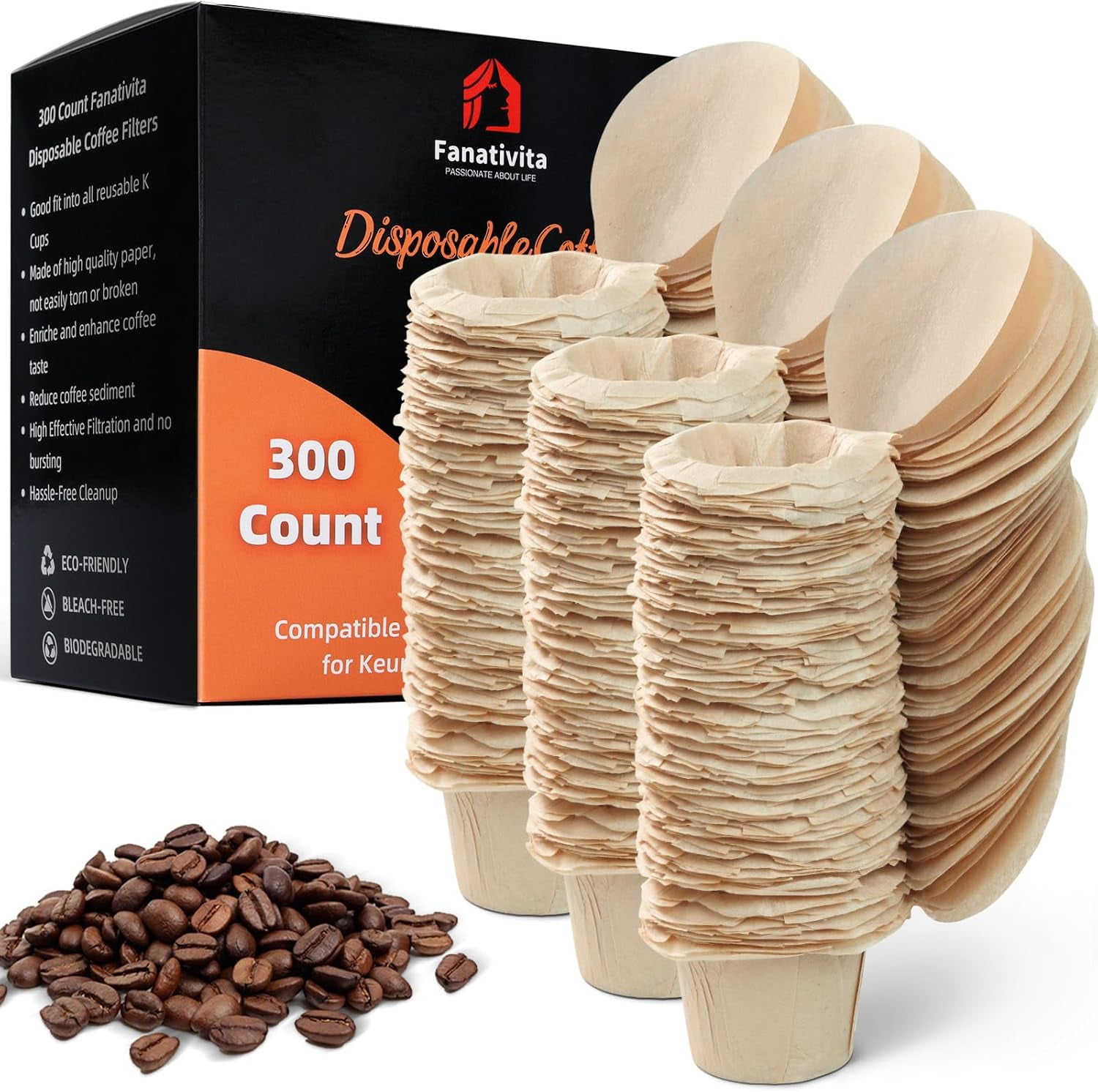 300 Count Paper Coffee Filters Disposable with Genius Lid Design, Fit ...
